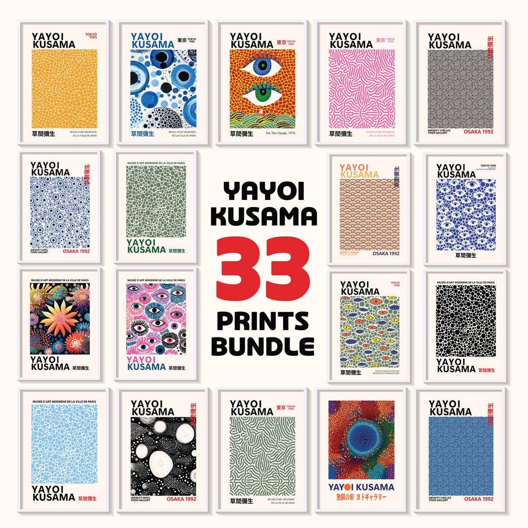 Yayoi Kusama 33 Prints Bundle, Yayoi Kusama Print, Japanese Wall Art ...