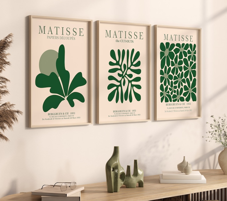 Henri Matisse Set of 3 Sage Green & Green Poster, Matisse Print ...
