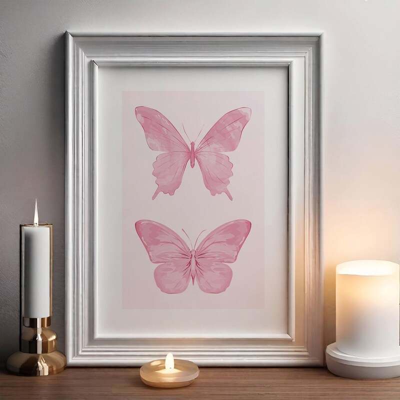 Pink Butterfly Art - Etsy