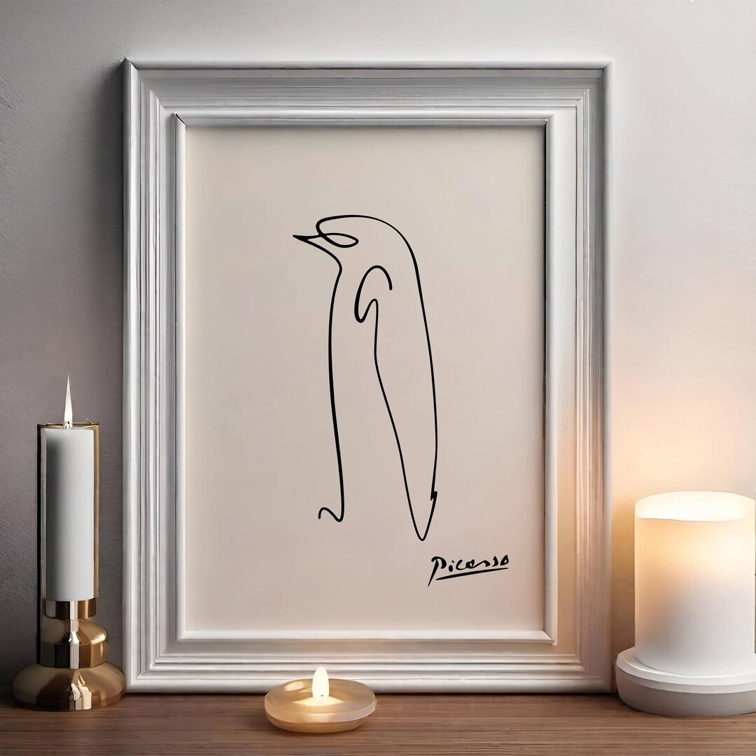 Picasso Penguin One Line Art, Minimalist Animal Sketch, Museum ...