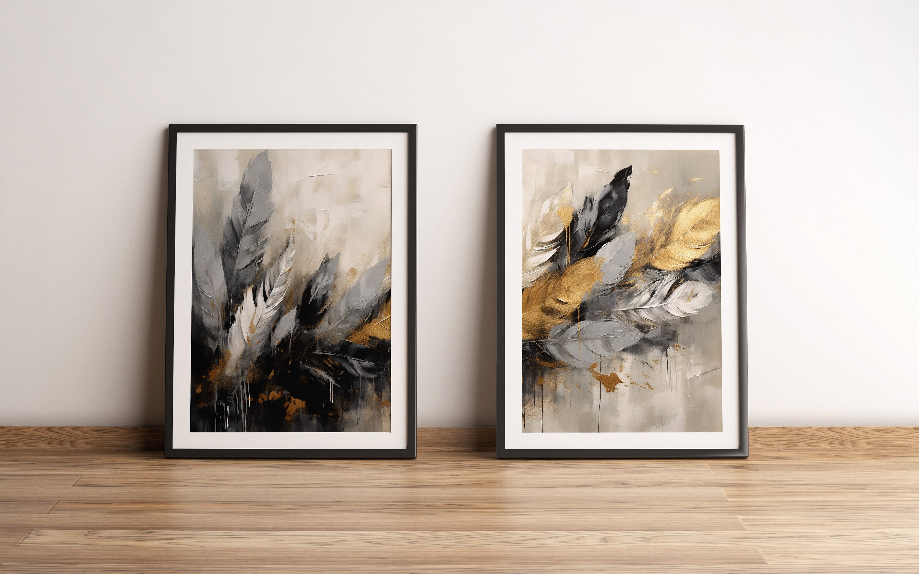 Feathers Abstract Wall Art Set, Feather, Feathers, Feather Wall Art ...