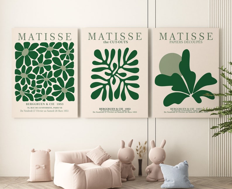 Henri Matisse Set of 3 Sage Green & Green Poster, Matisse Print ...