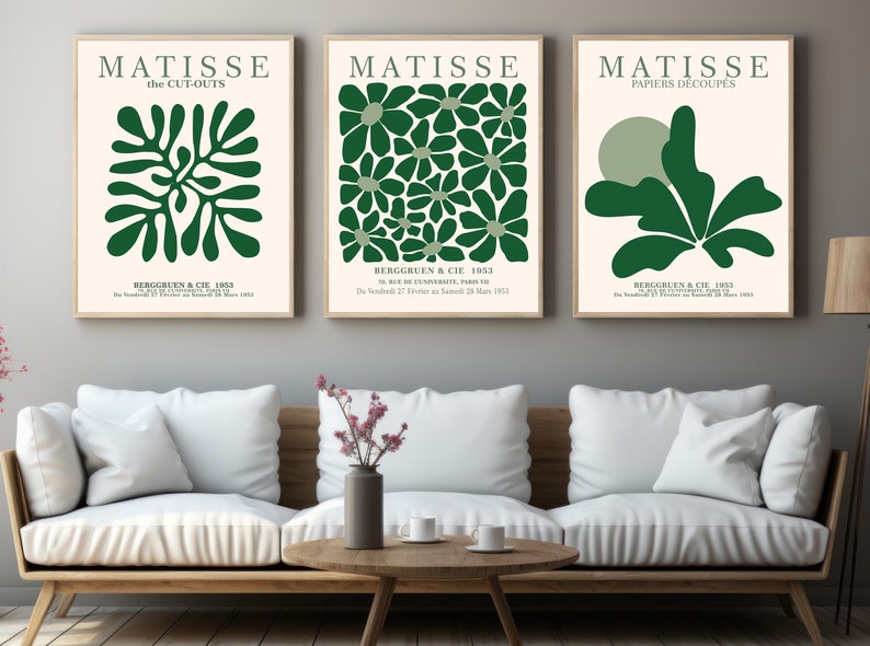 Henri Matisse Set of 3 Sage Green & Green Poster, Matisse Print ...