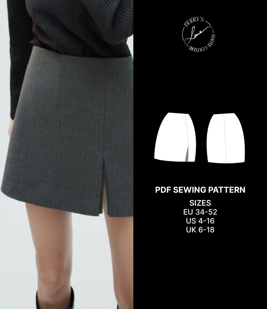 Mini Skirt PDF Sewing Pattern-instant Download A4-eu 34-52/us 4-22/ Uk 6-24 - Etsy