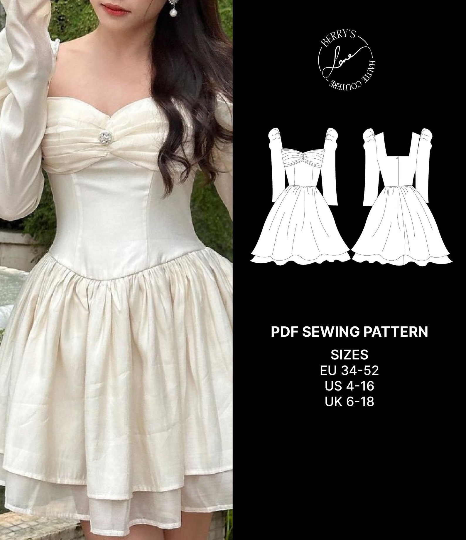 Chilly Dress PDF Sewing Pattern-instant Download A4-eu 34-52/us 4-22 ...