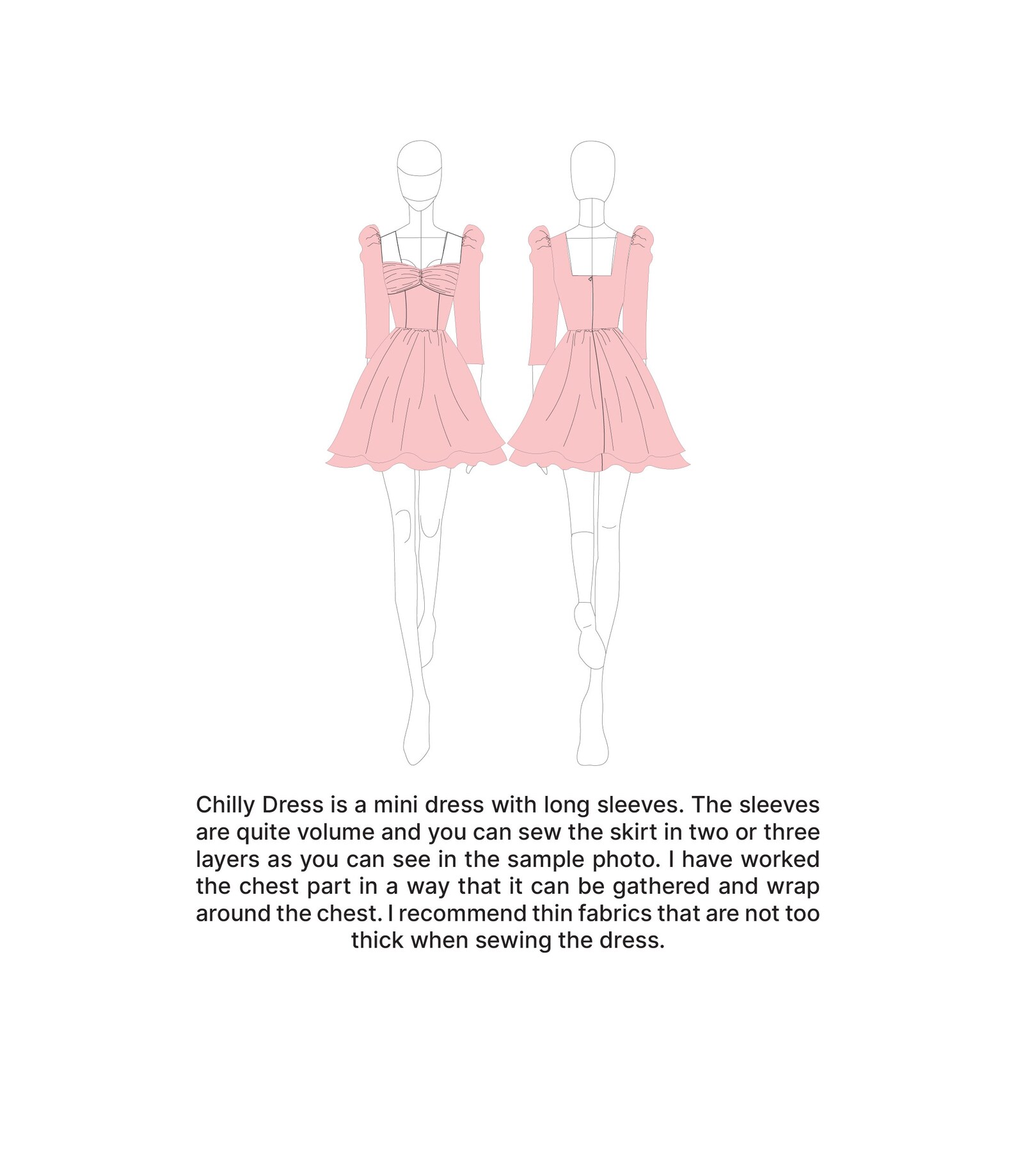 Chilly Dress PDF Sewing Pattern-instant Download A4-eu 34-52/us 4-22 ...