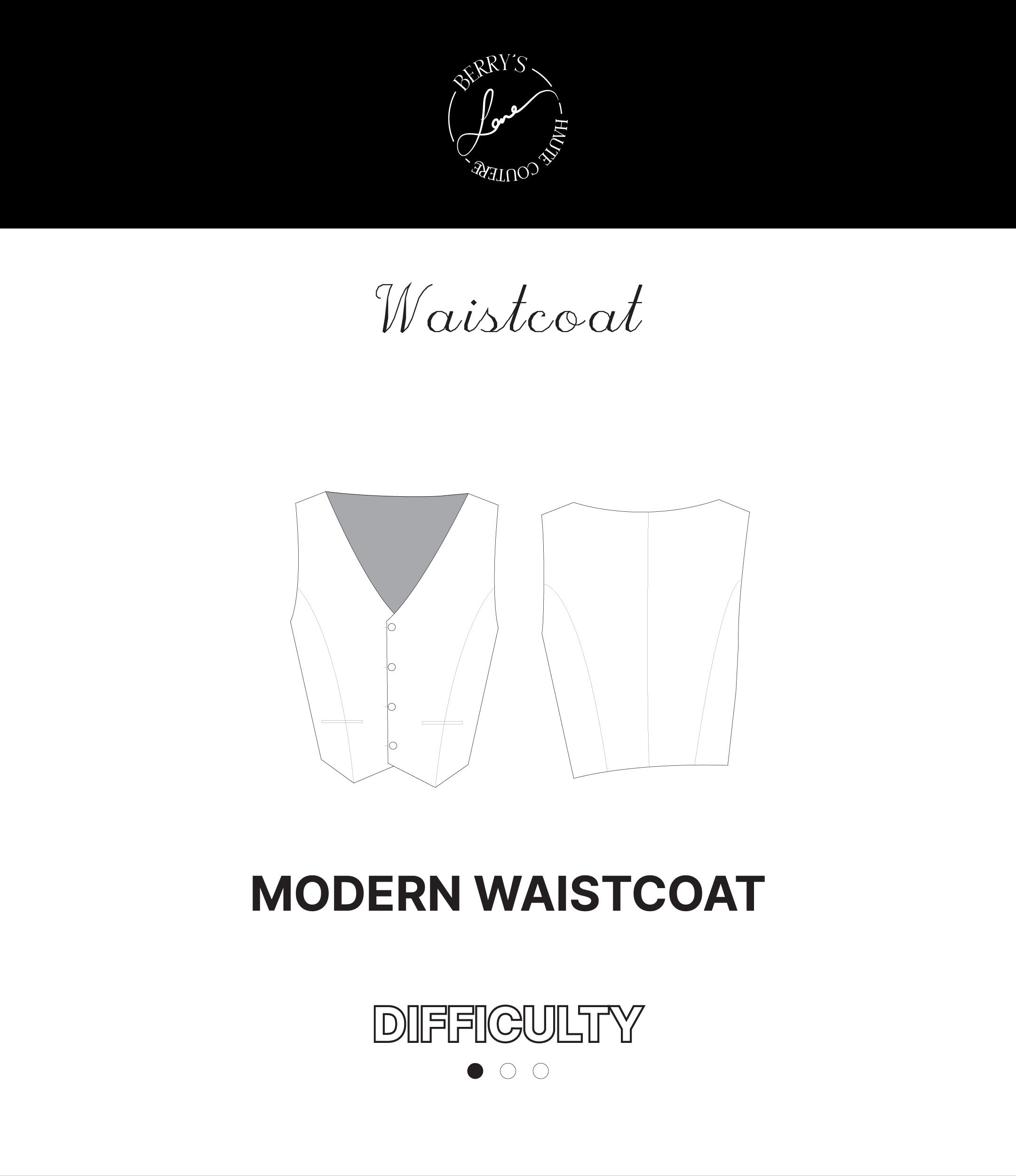 Waistcoat PDF Sewing Pattern-instant Download Xxs, Xs, S, M, L, Xl, Xxl ...