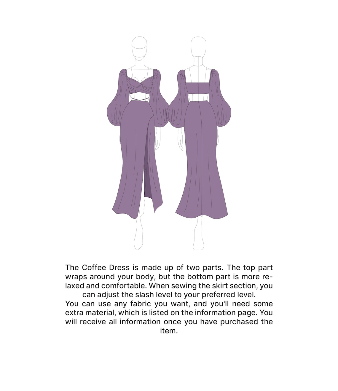 Coffee Dress PDF Sewing Pattern-instant Download A4-eu 34-52/us 4-22 ...