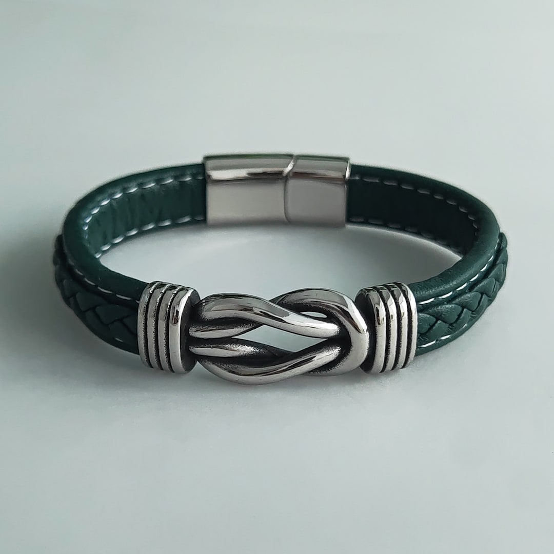 Personalized Leather Infinity Bracelet Men's Woven Leather Bracelet ...