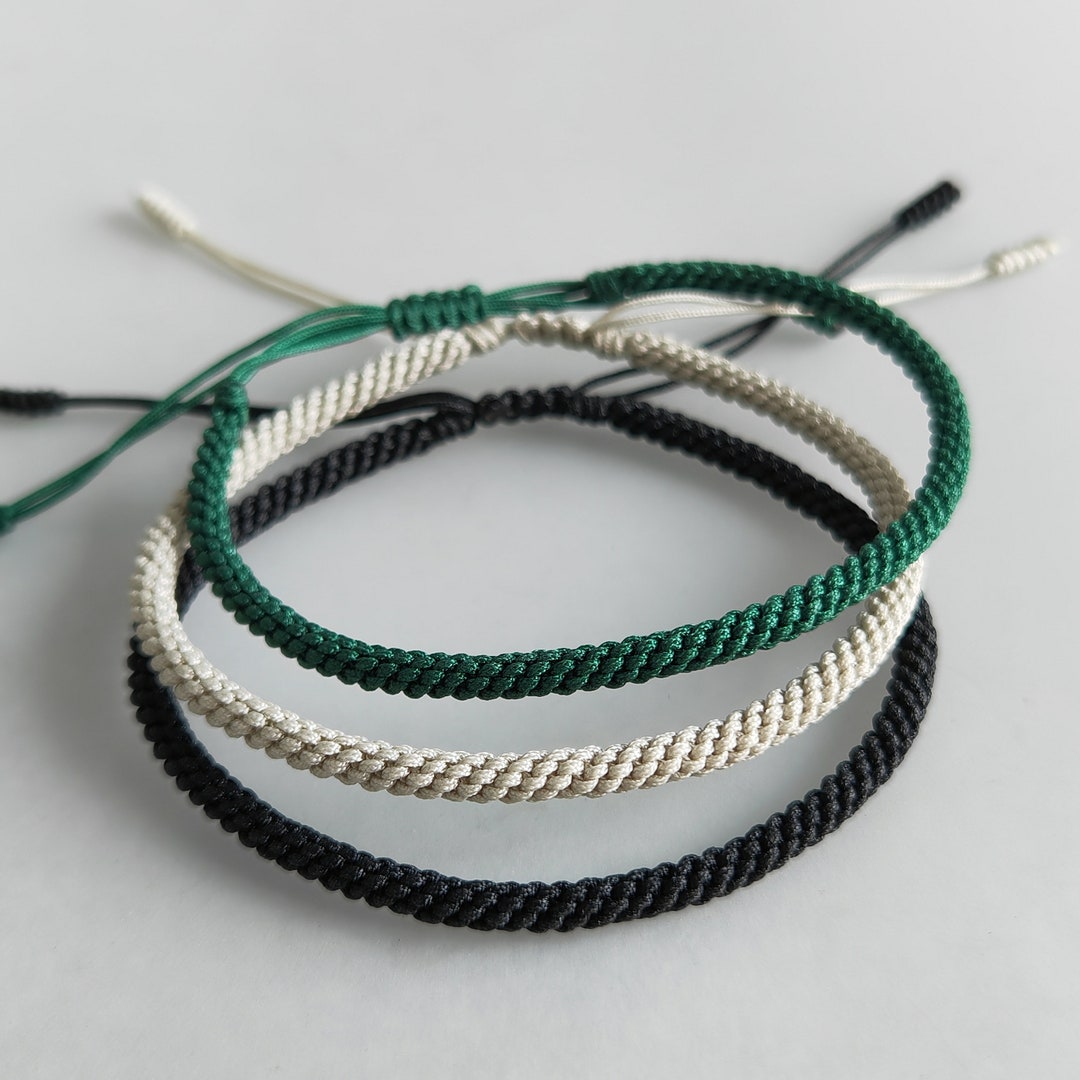 Handmade Buddhist Tibetan Bracelet Woven Green String Bracelet Lucky ...