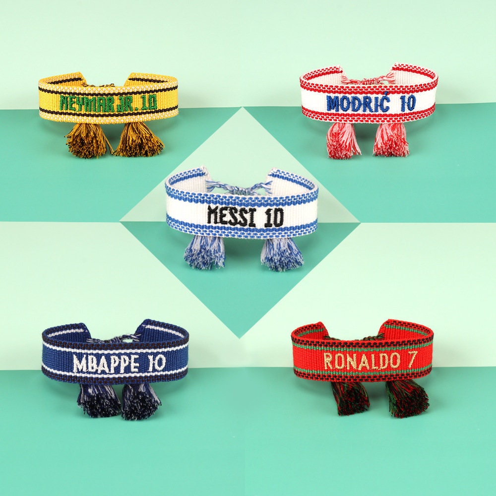 Soccer Fan Handmade Braided Woven Rope Bracelet Lionel Messi Bracelet ...