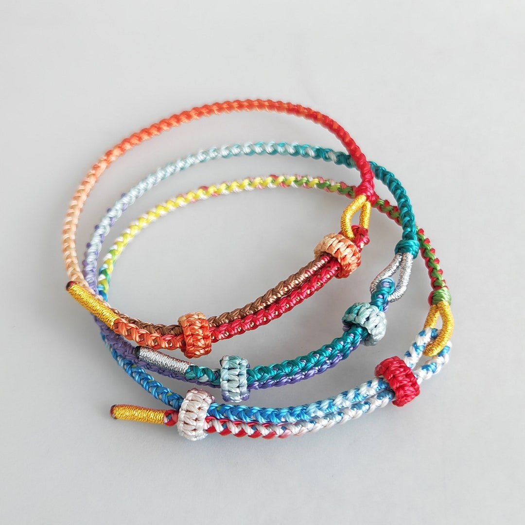 Woven Thin Rainbow String Bracelets Buddhist Tibetan Bracelet Braided ...
