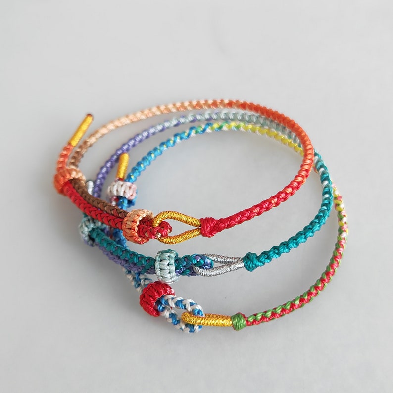 Woven Thin Rainbow String Bracelets Buddhist Tibetan Bracelet Braided ...