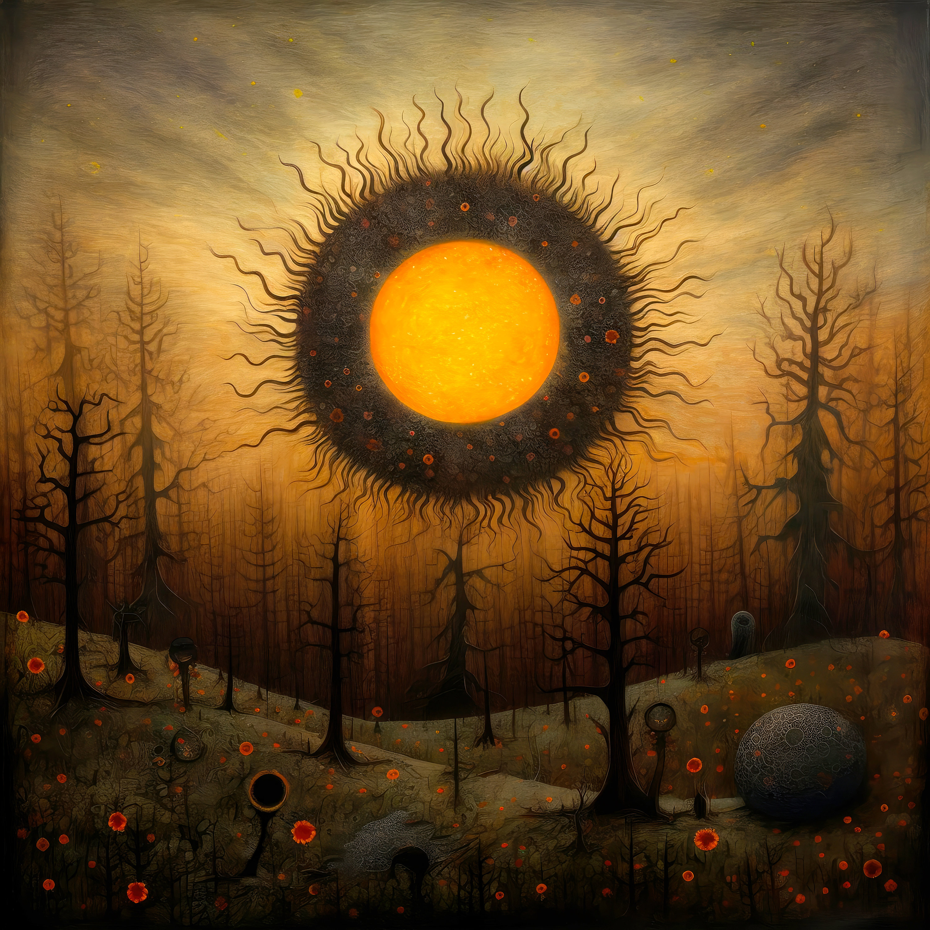 The Black Sun Painting Digital Print Dark Aesthetic Gothic Wall Art ...