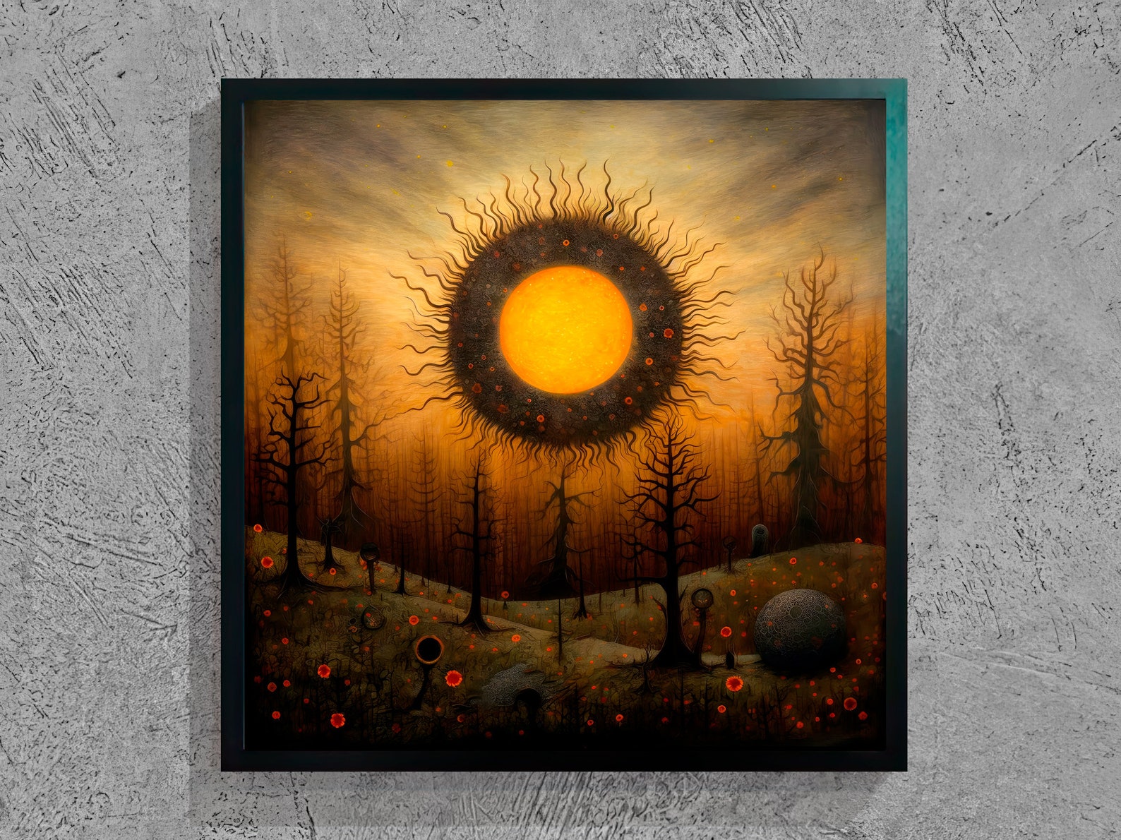 The Black Sun Painting Digital Print Dark Aesthetic Gothic Wall Art ...