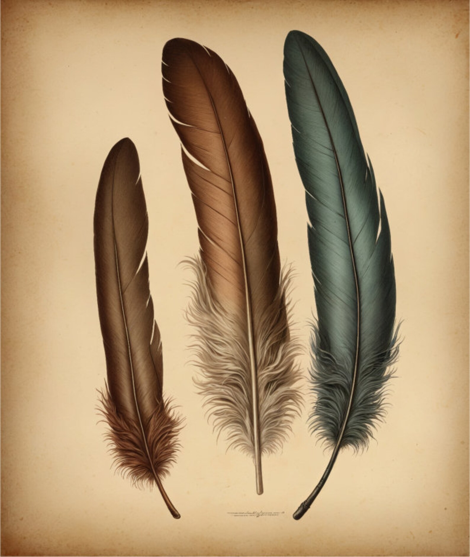 Printable Vintage-inspired Feather Trio Elegant Décor With 3 Large ...