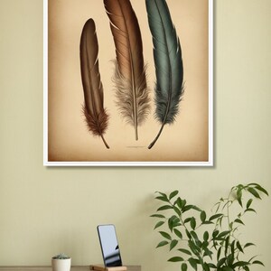 Printable Vintage-inspired Feather Trio Elegant Décor With 3 Large ...