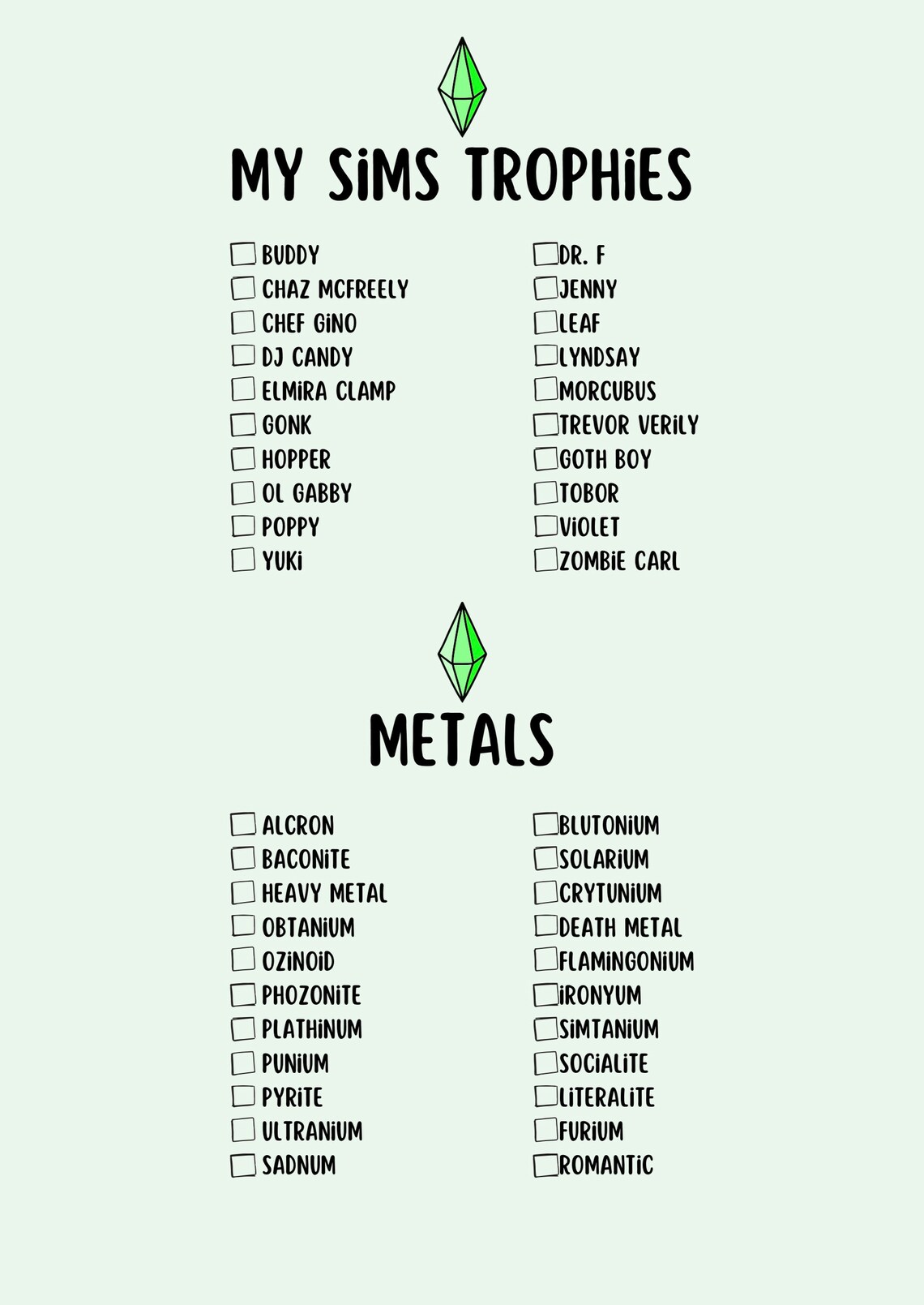 Sims 4 100% Completion Checklist - Etsy