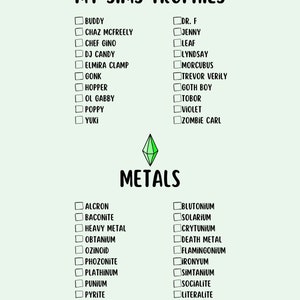 Sims 4 100% Completion Checklist - Etsy