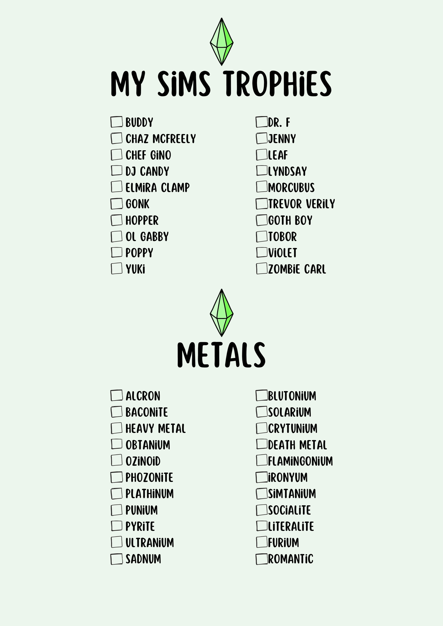 Sims 4 100% Completion Checklist - Etsy