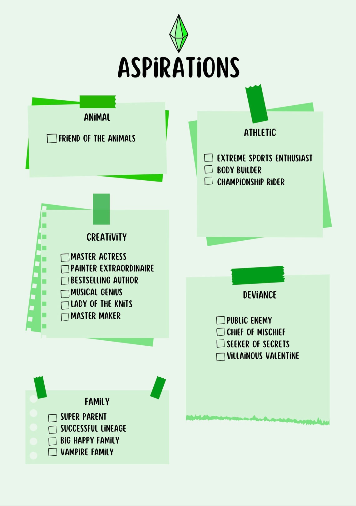 Sims 4 100% Completion Checklist - Etsy