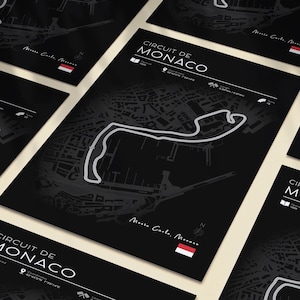 F1 Wall Art Monaco Circuit Poster, Black F1 Track Poster Print, Formula ...