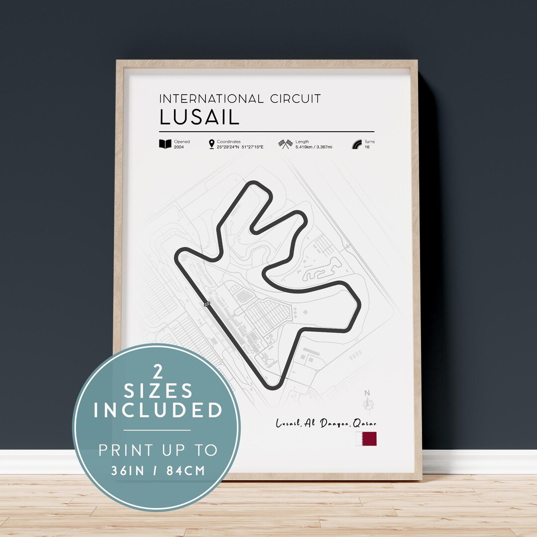 F1 Track Poster: Lusail International Circuit, Minimalist Race Track ...