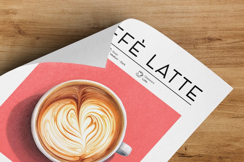 Cafe Latte Print | Coffee Print, Italian Coffee Print, Retro Coffee ...