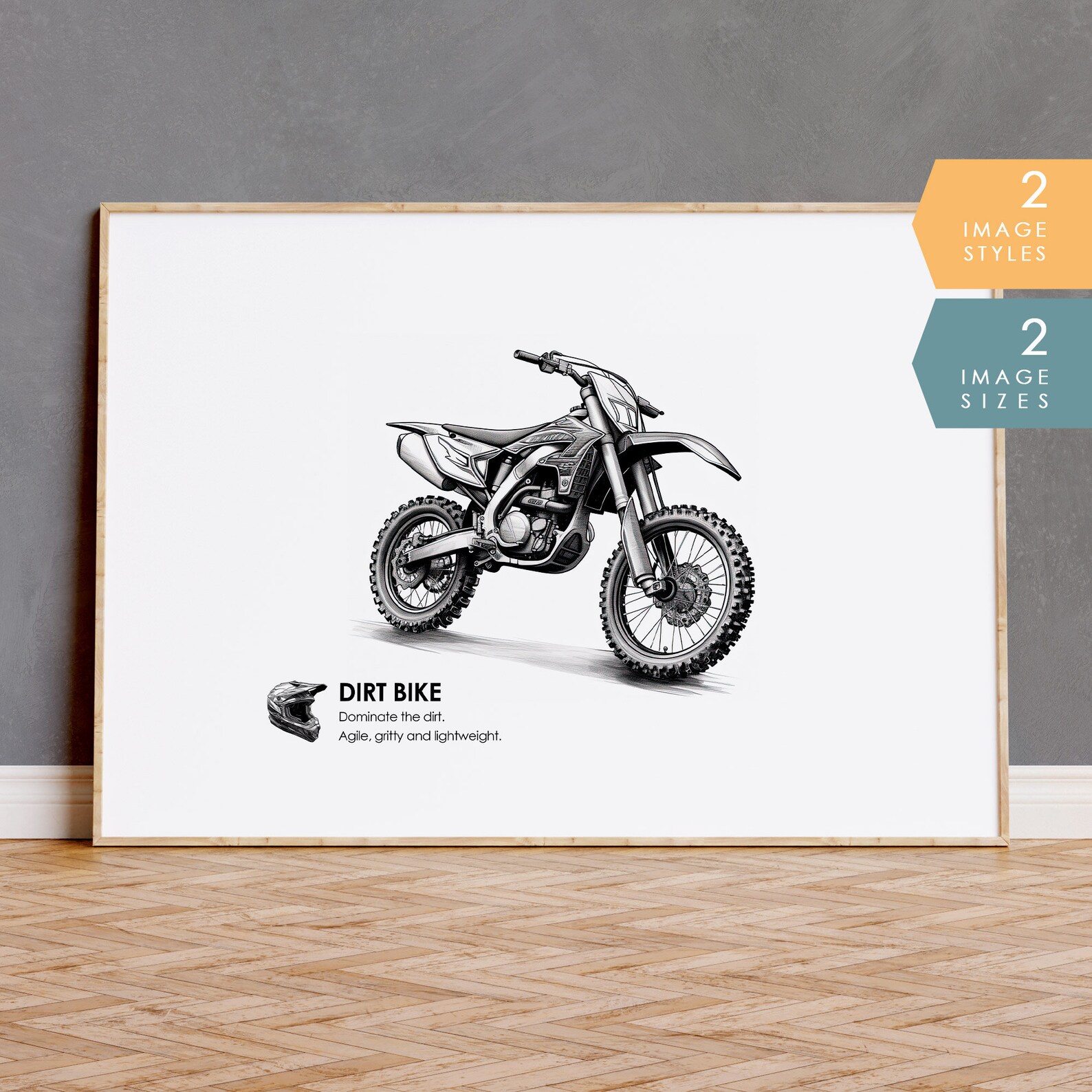 Motorcycle Wall Art | Dirt Bike Print, Motorcycle Decor, Garage Art ...