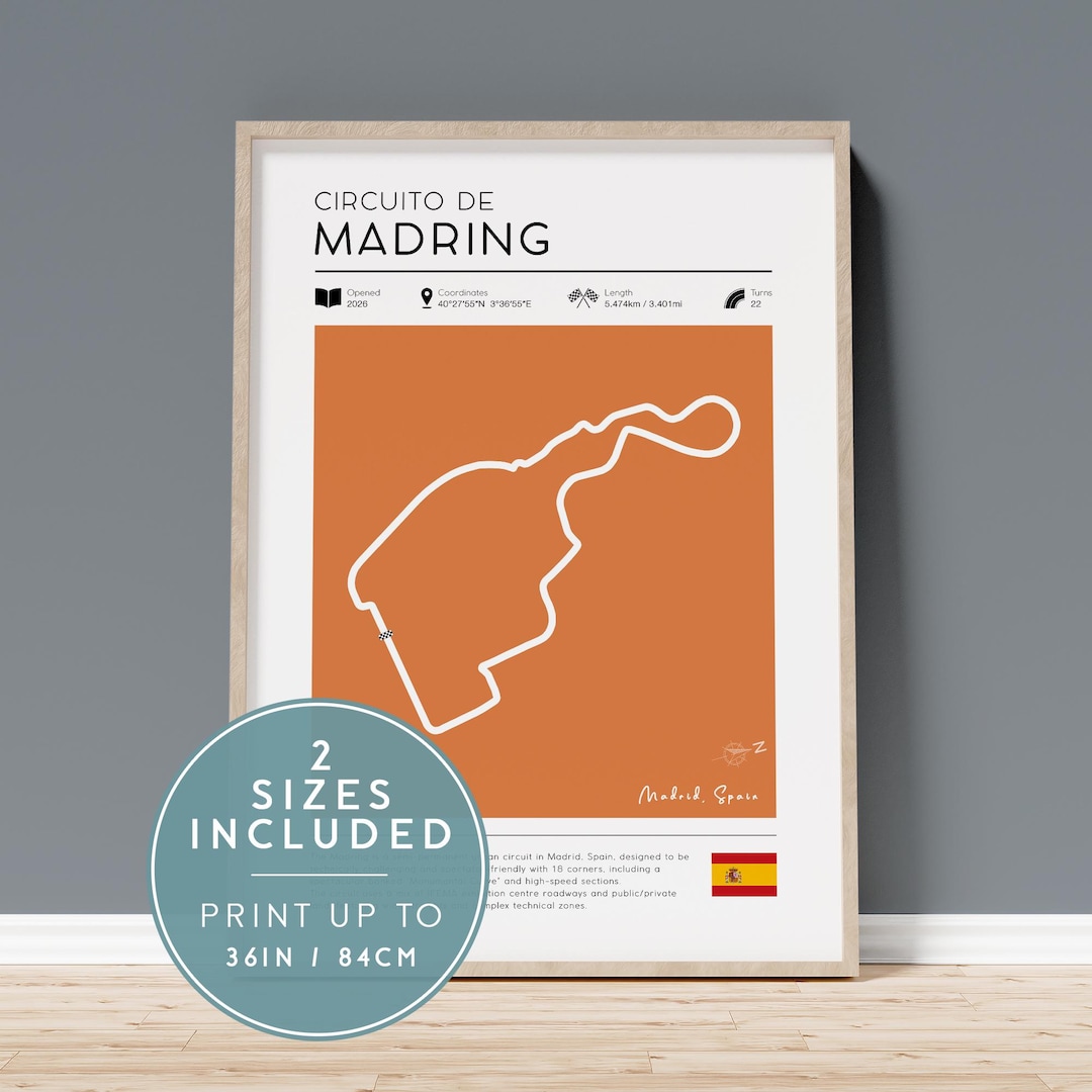 MADRING F1 Track Poster, Madrid Circuit Wall Art, 2026 Spanish Grand ...