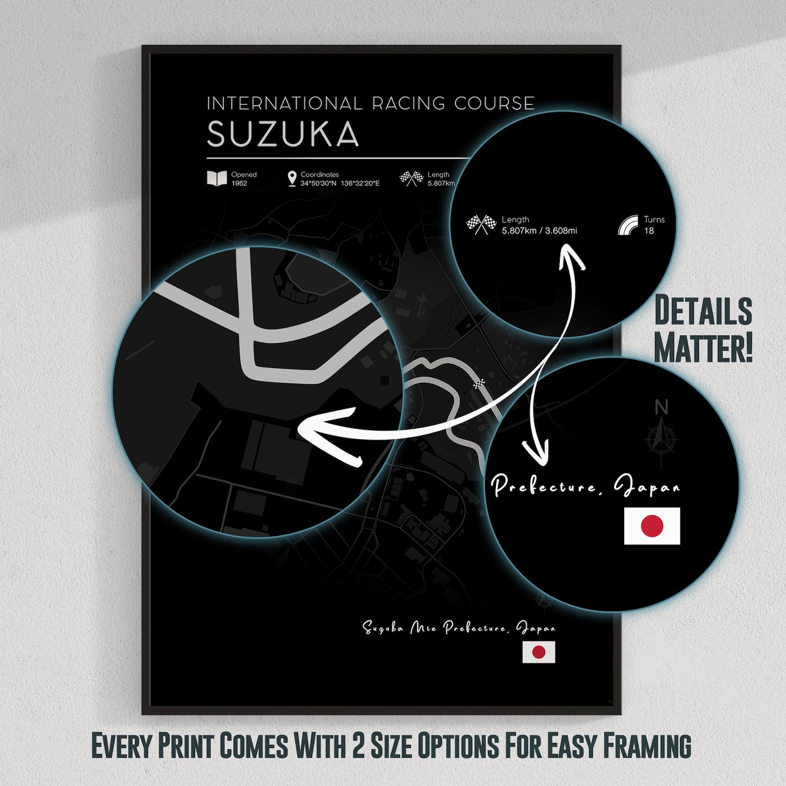 Formula 1 Track Poster Suzuka Japan, Formula 1 Wall Art Decor, F1 Race ...