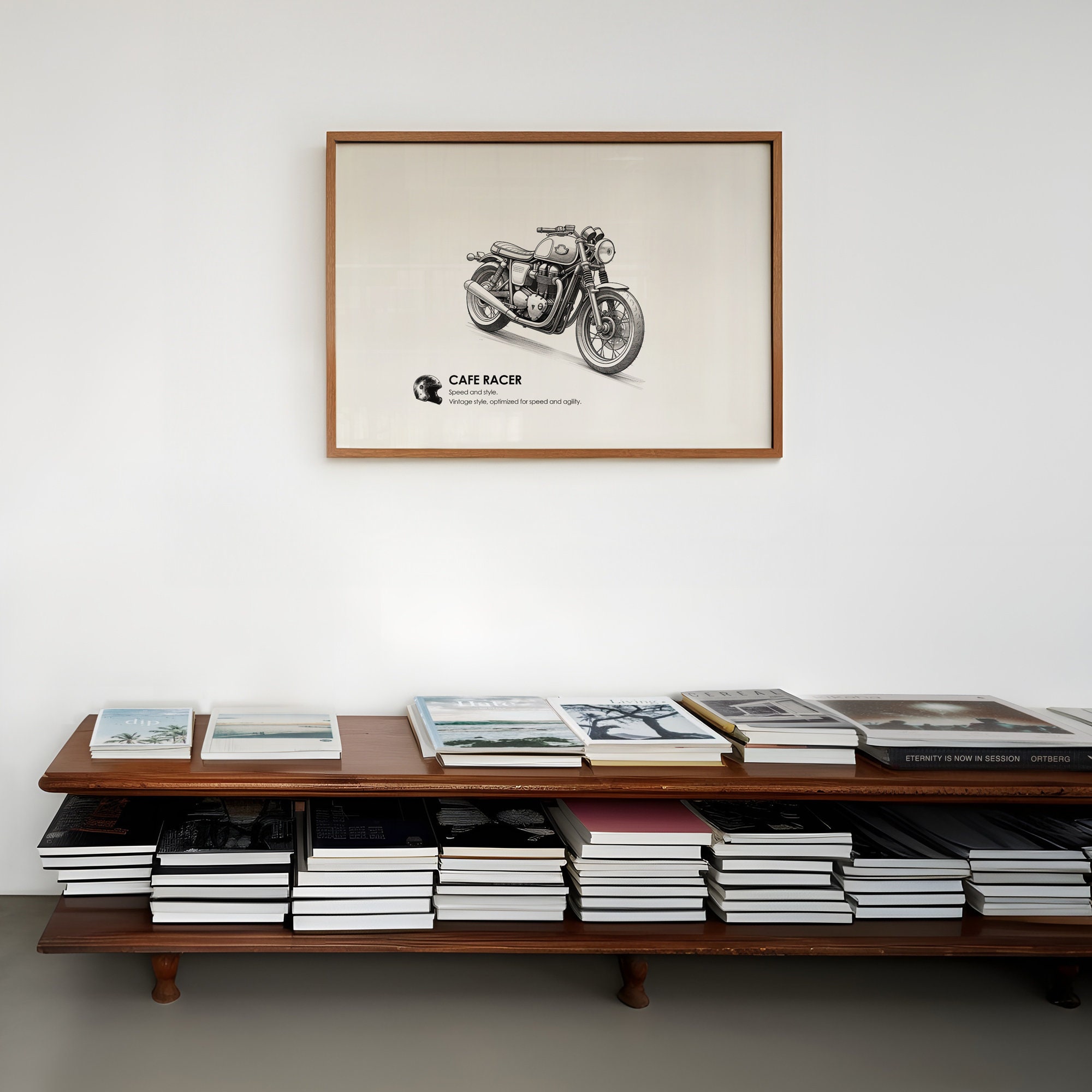 Motorcycle Wall Art | Cafe Racer Print, Motorcycle Decor, Garage Art ...