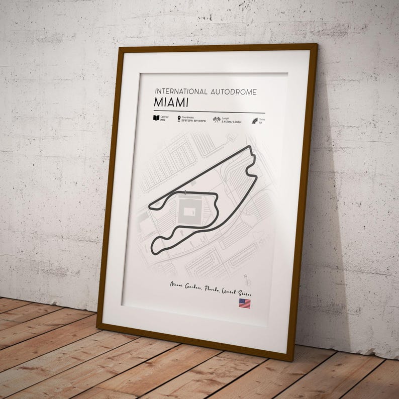 Formula 1 Miami Grand Prix Circuit Poster, F1 Wall Art, F1 Track Poster ...