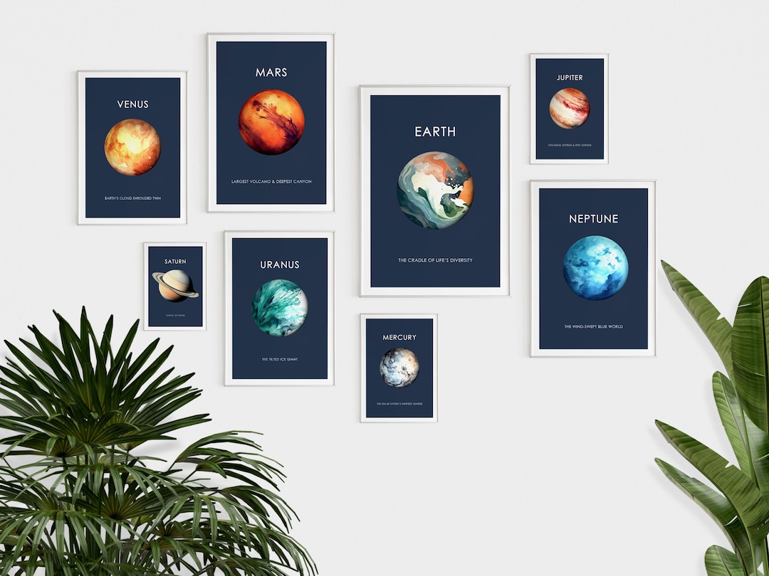 Planet Prints - Gallery Wall Set of 8 Planet Posters, Planet Wall Art ...