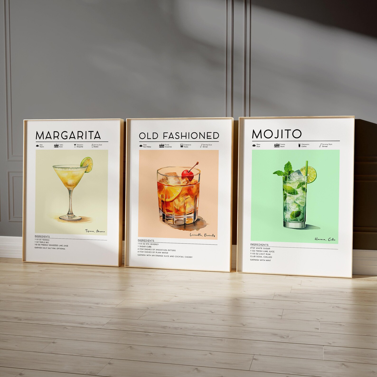 Mojito Cocktail Print, Minimalist Cocktail Art, Mojito Bar Poster ...