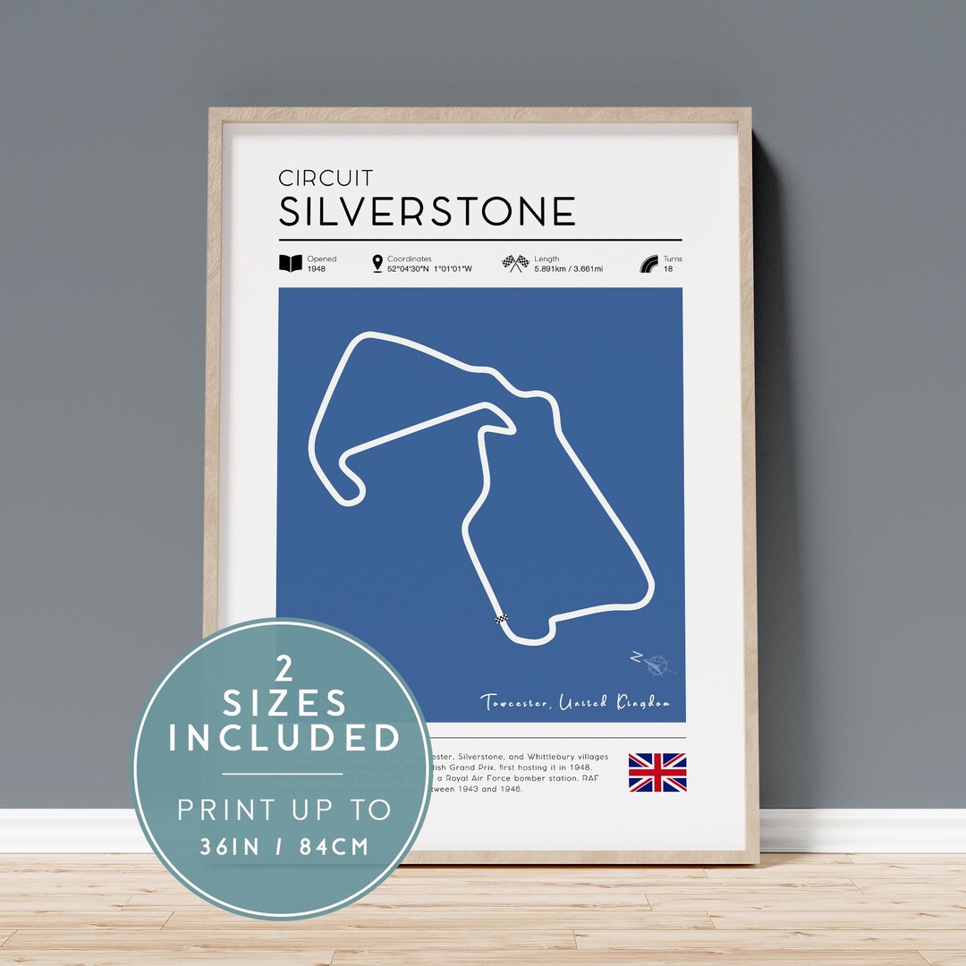 Formula 1 Wall Art, Silverstone F1 Circuit Printable, F1 Poster Decor ...