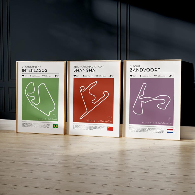 Formula 1 Track Poster Bundle 2026 Season | 24 Retro F1 Circuit Prints ...