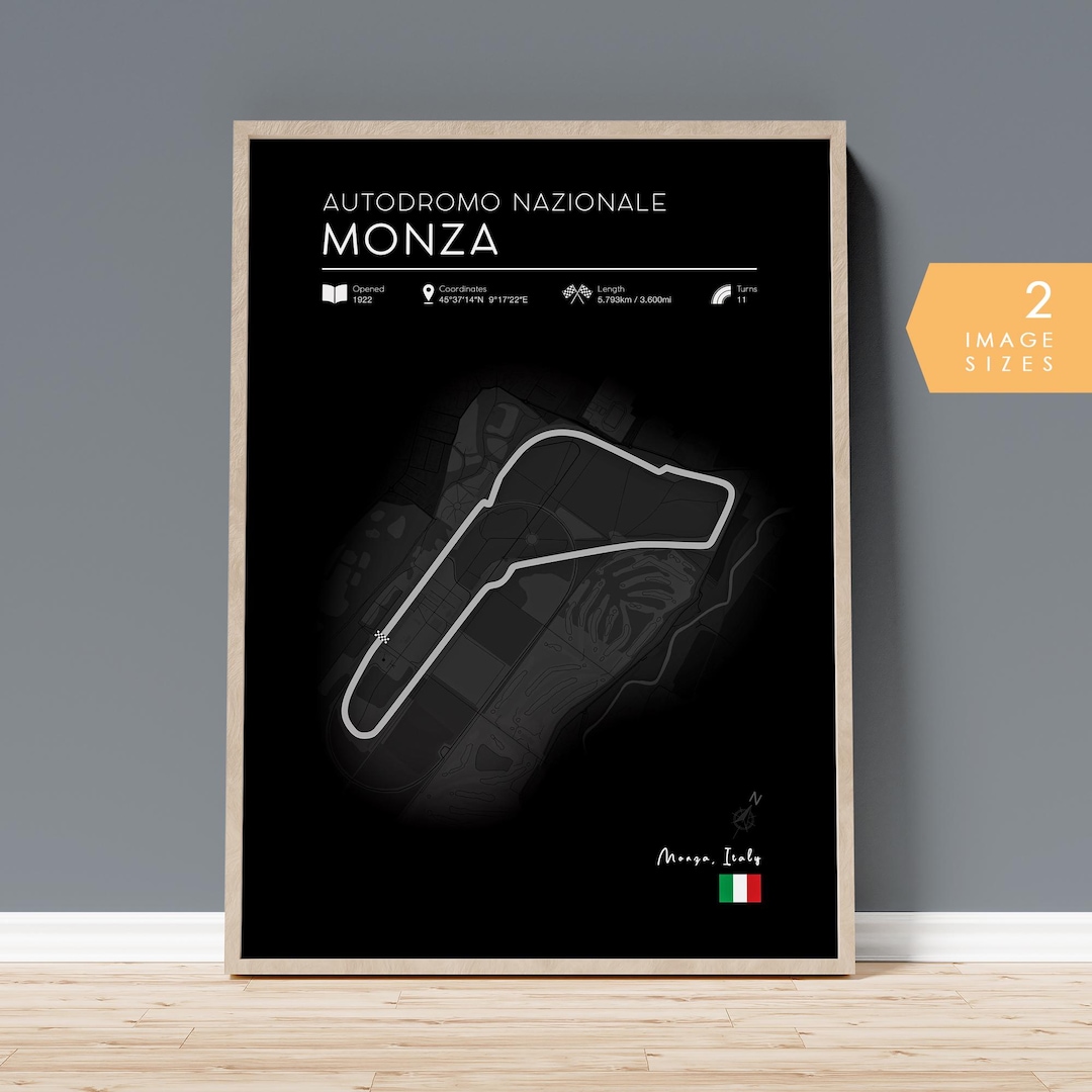 F1 Wall Art Monza Circuit Poster, Black F1 Track Poster Print, Formula ...