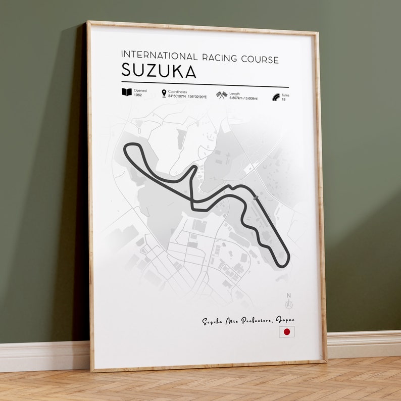 Formula 1 Track Poster Suzuka Japan, Formula 1 Wall Art, F1 Race Poster ...