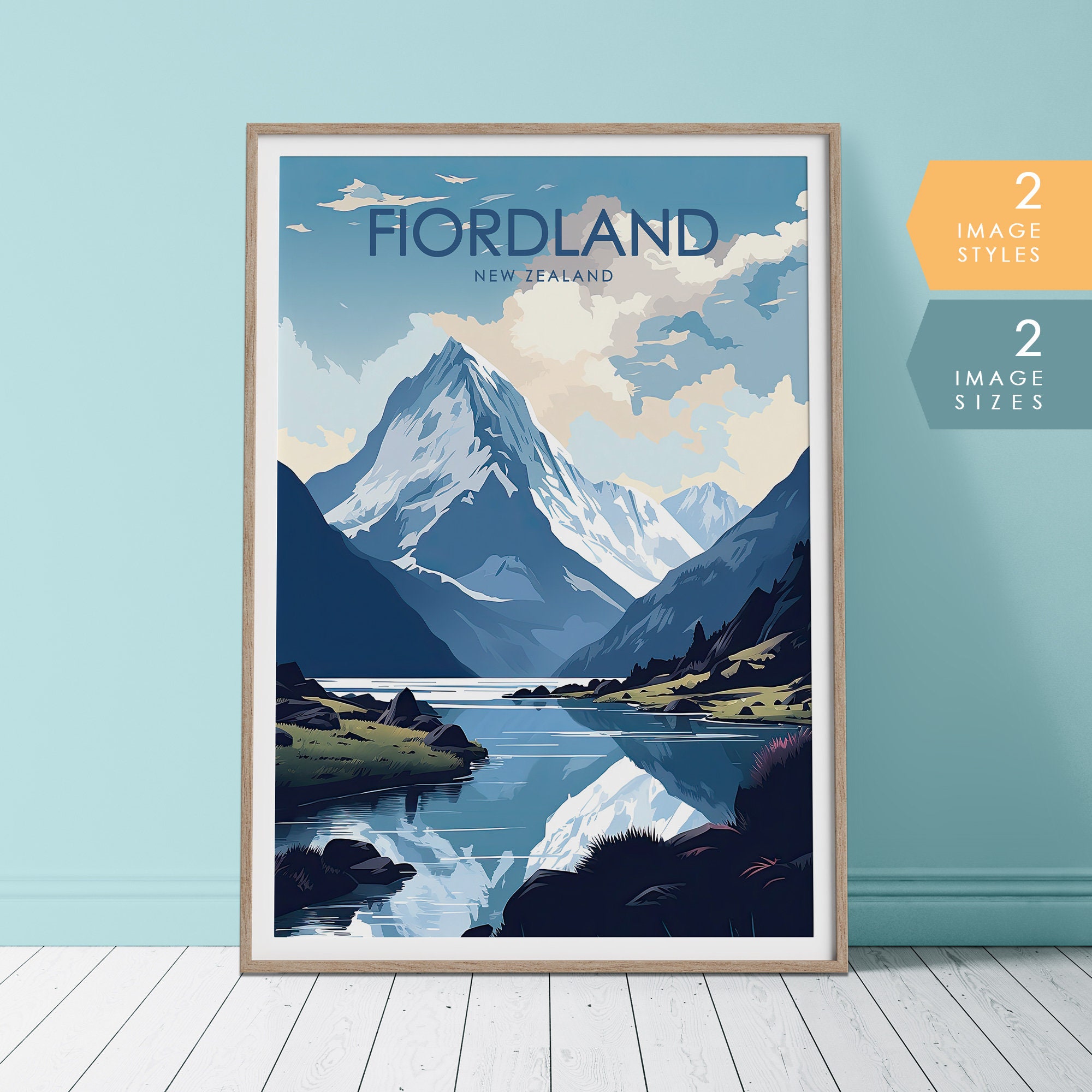 Fiordland Travel Poster New Zealand Print, National Park Poster ...
