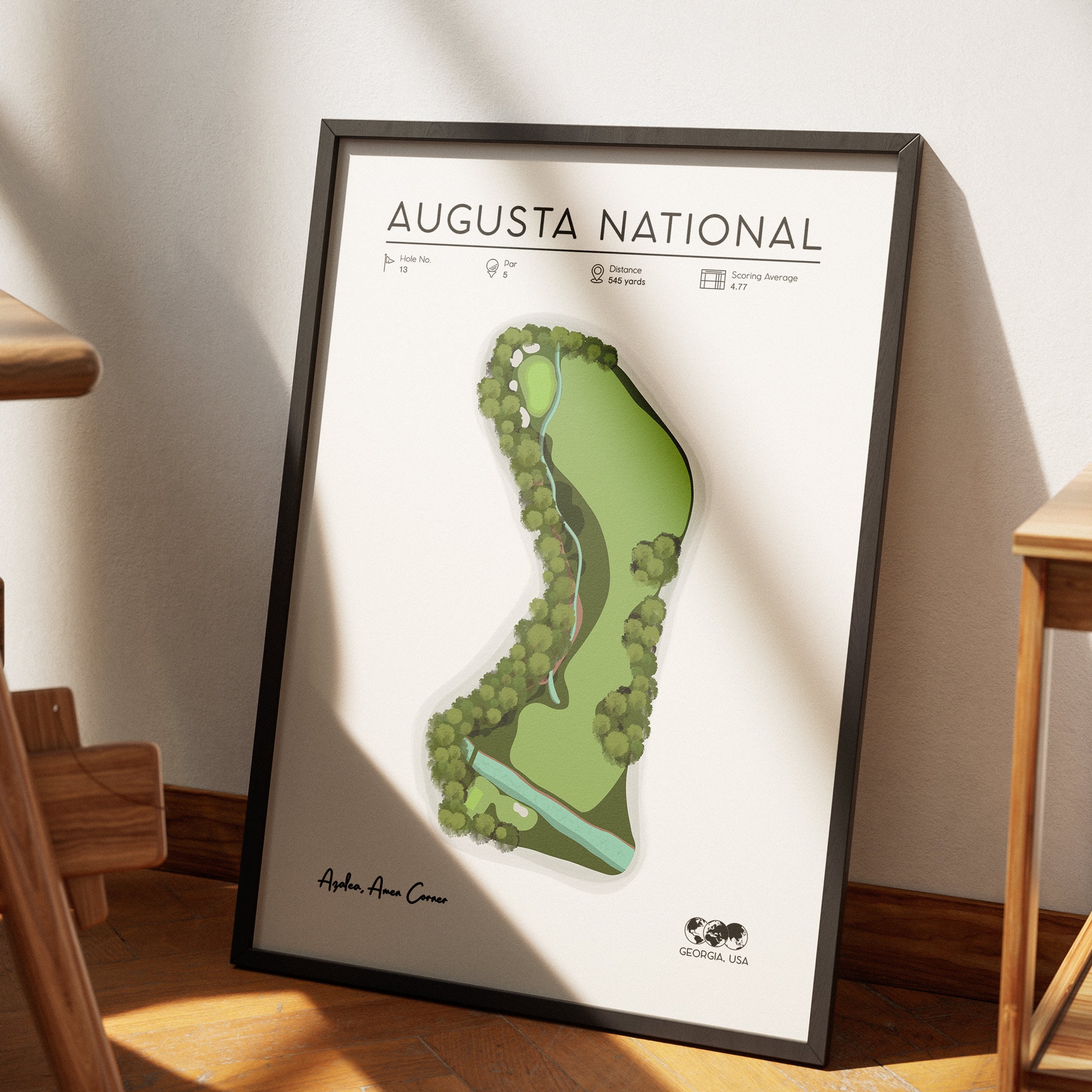 Golf Poster Augusta National Hole 13 Golf Course Print, Golf Decor ...