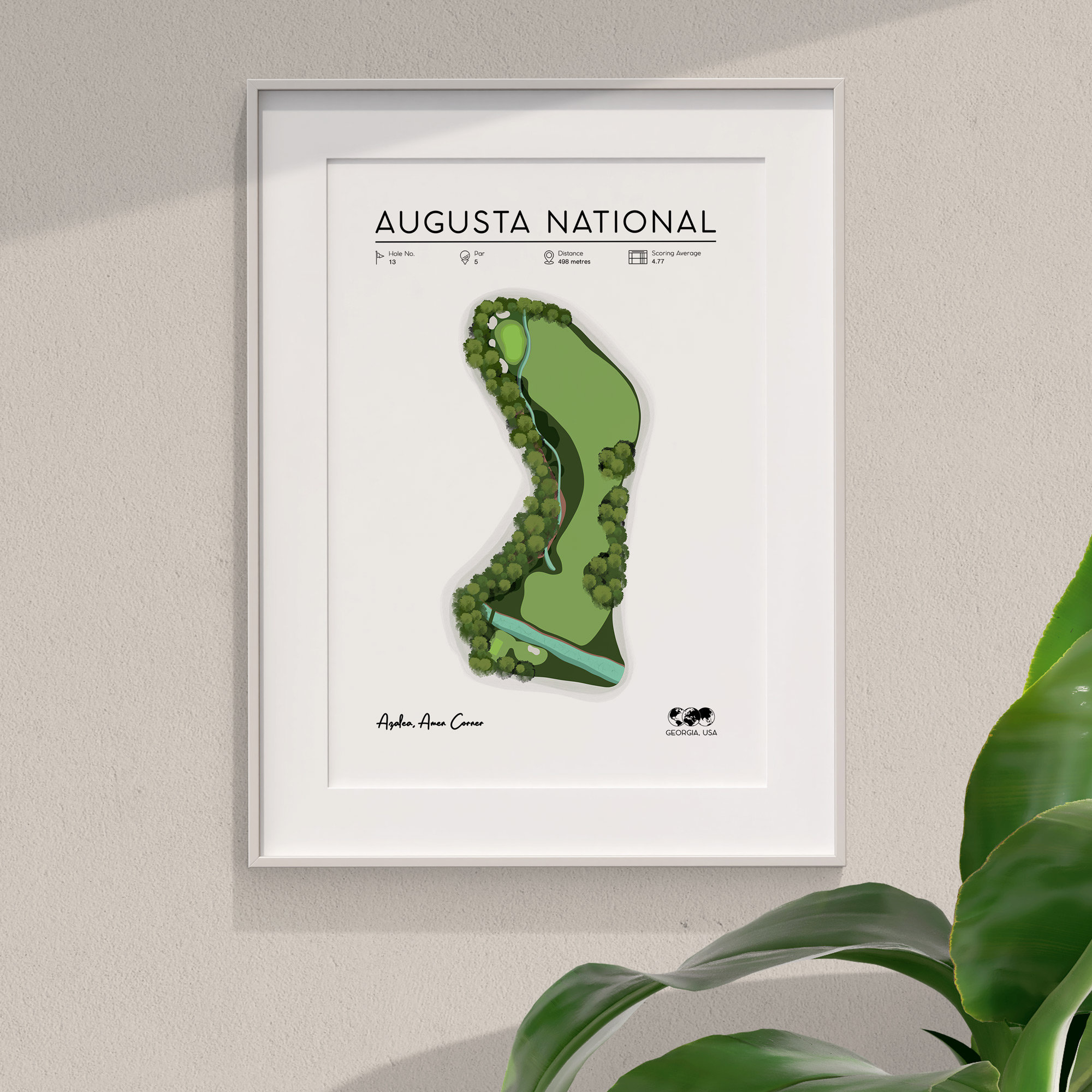 Golf Poster Augusta National Hole 13 Golf Course Print, Golf Decor ...