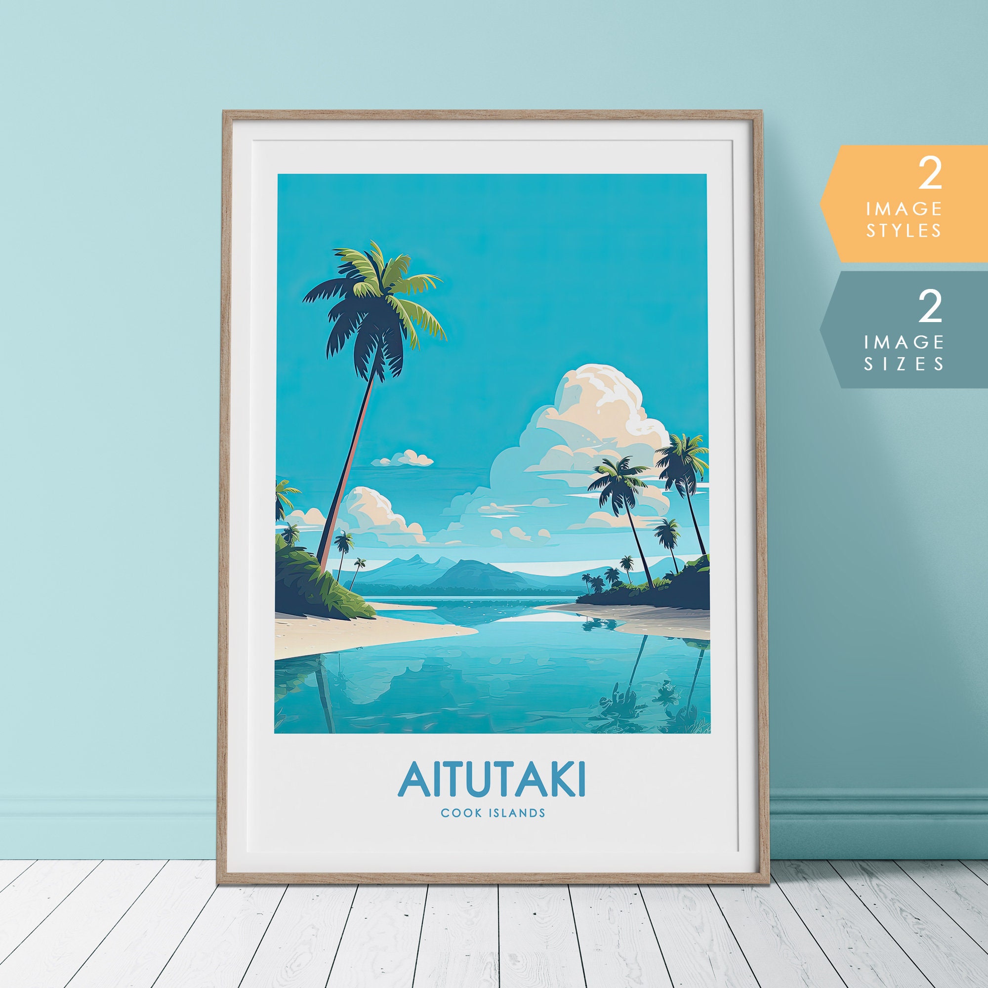 Aitutaki, Cook Islands Travel Poster | Tropical Travel Art, Pacific ...