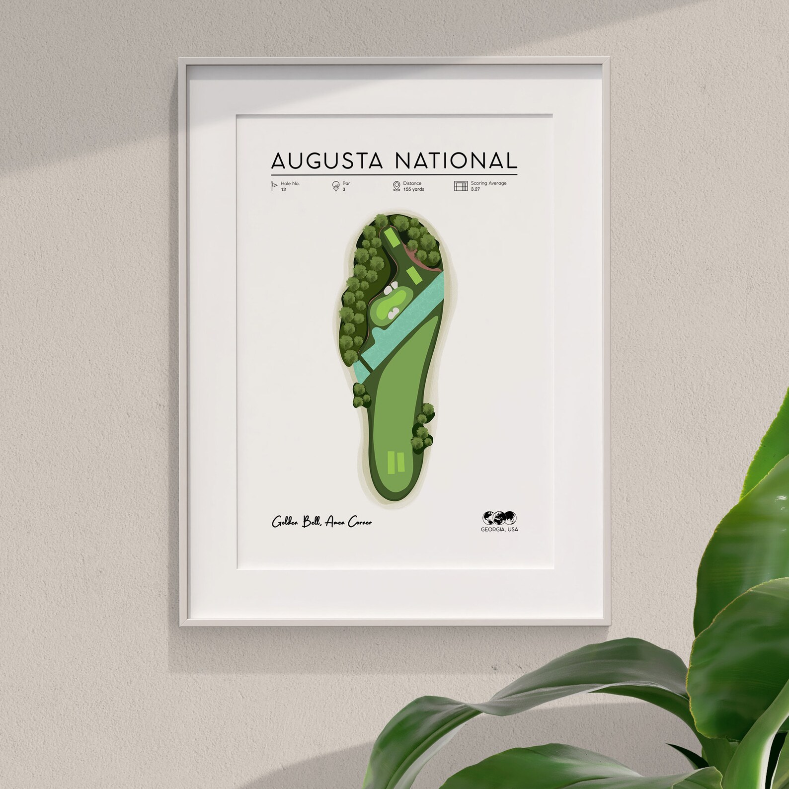 Golf Decor | Golf Poster Augusta National Hole 12 Golf Course Print ...