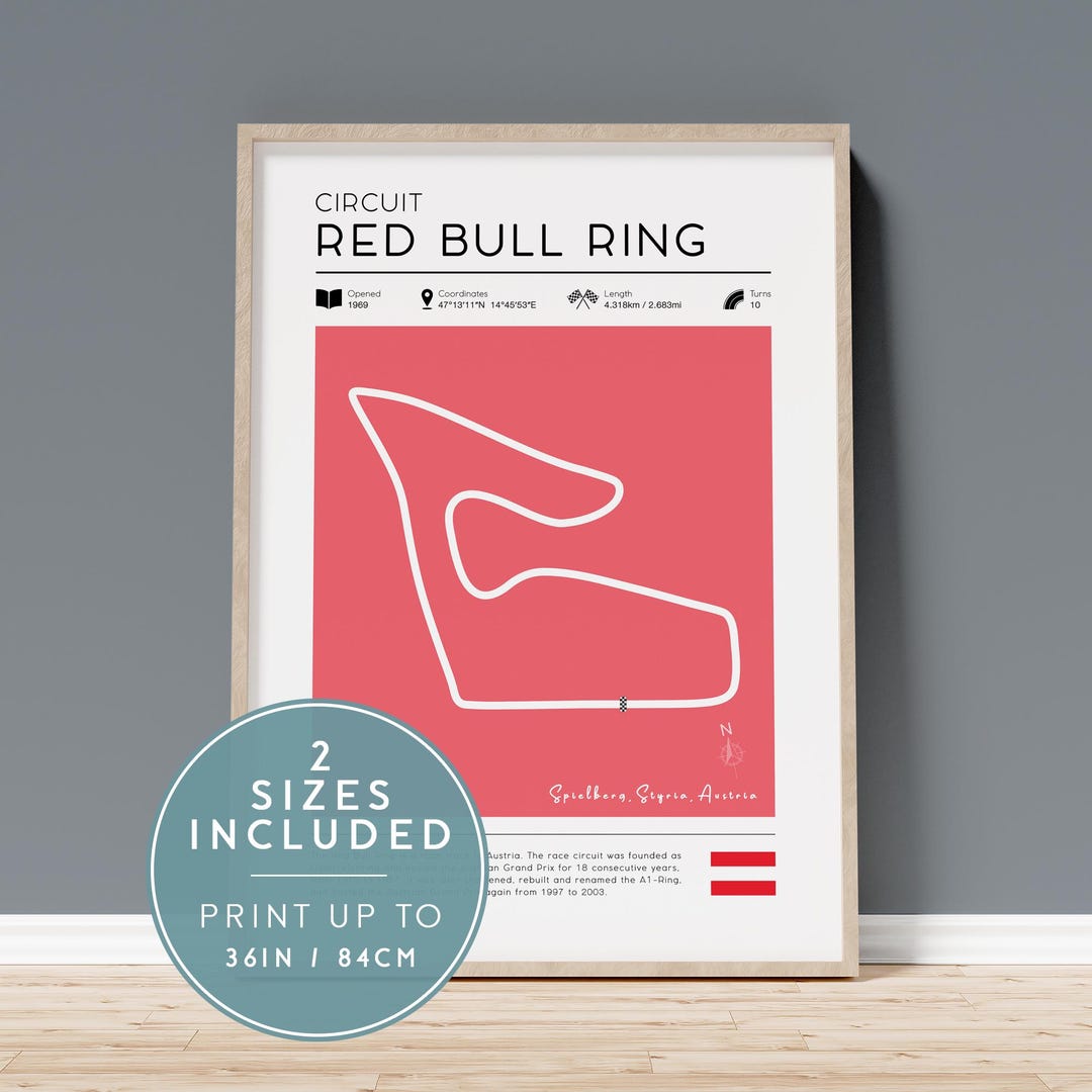 Red Bull Ring Vintage F1 Track Poster – Austrian Grand Prix Printable ...