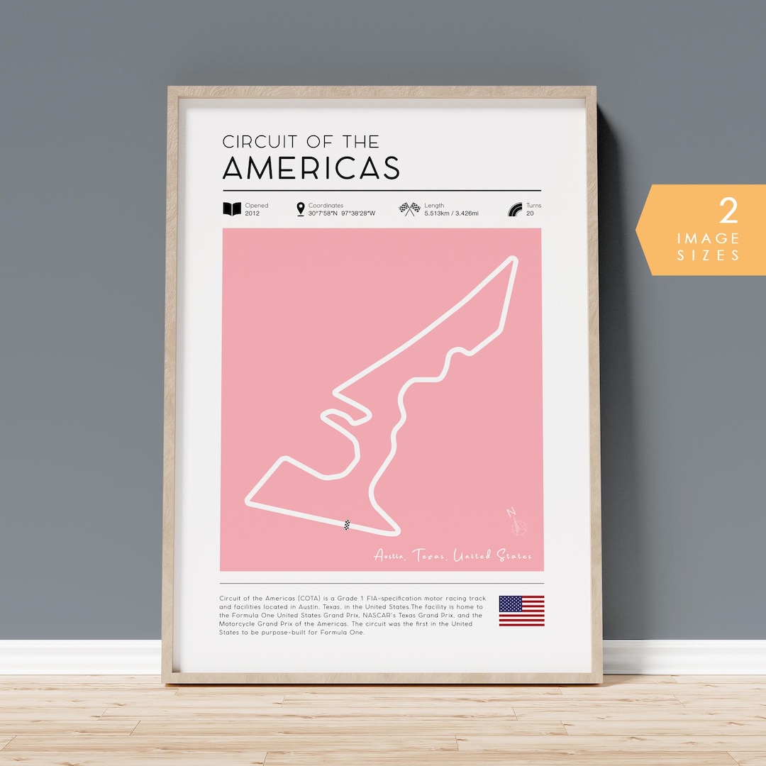 Formula 1 Wall Art, Circuit of the Americas F1 Track Printable, F1 ...