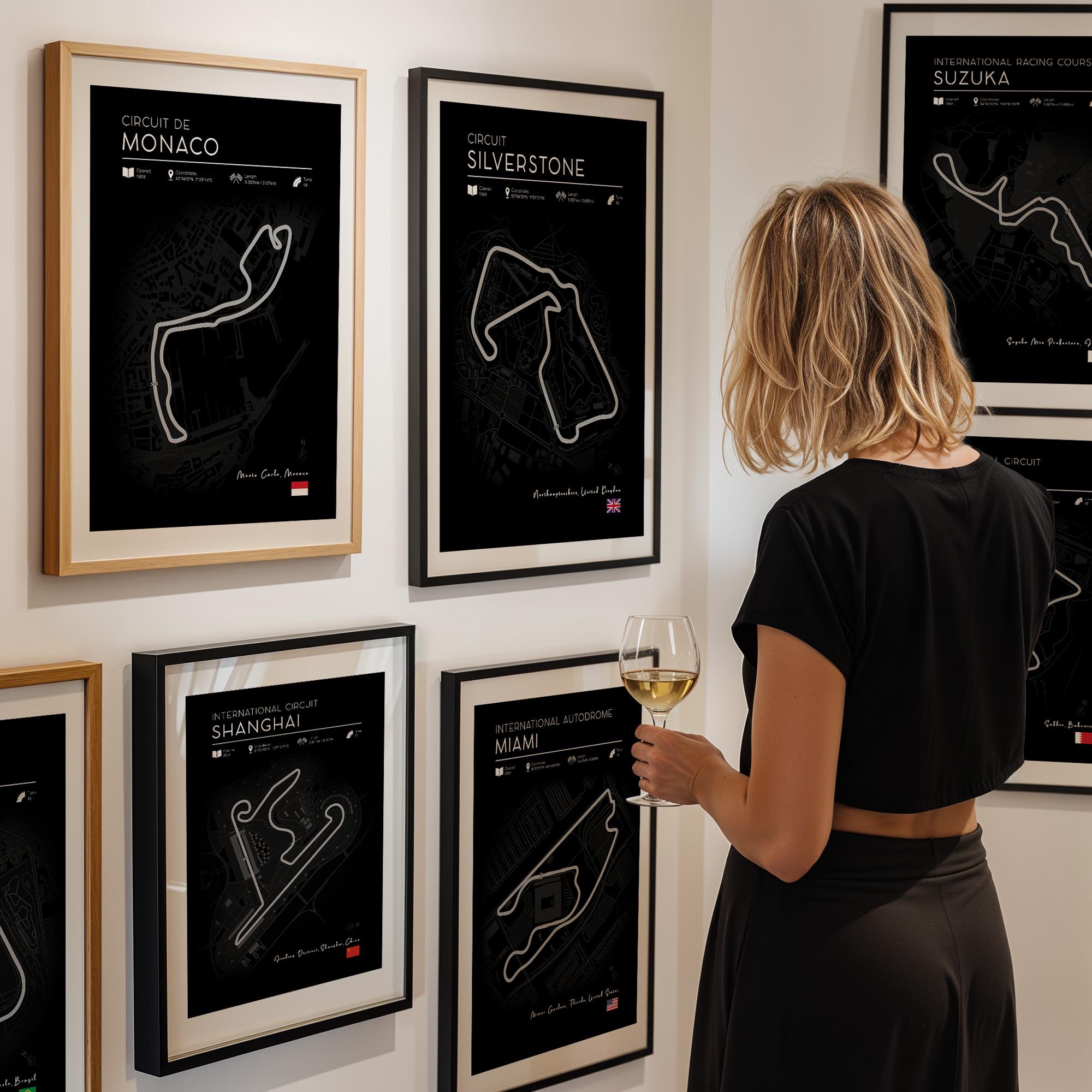 2025 F1 Track Posters, Black Formula 1 Wall Art Poster Bundle, F1 ...