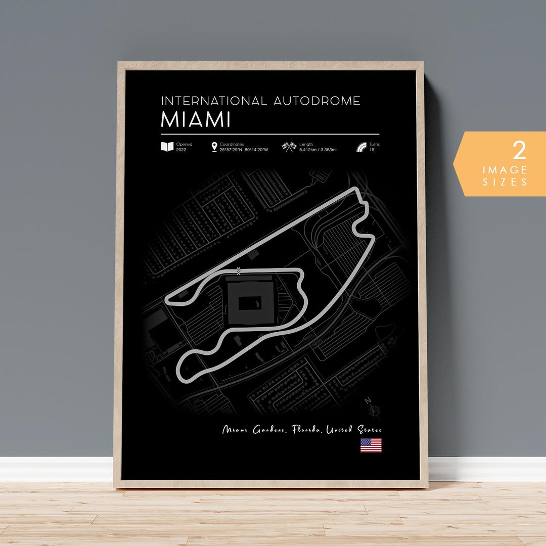 Formula 1 Track Poster Miami, Formula 1 Wall Art Decor, F1 Race Poster ...