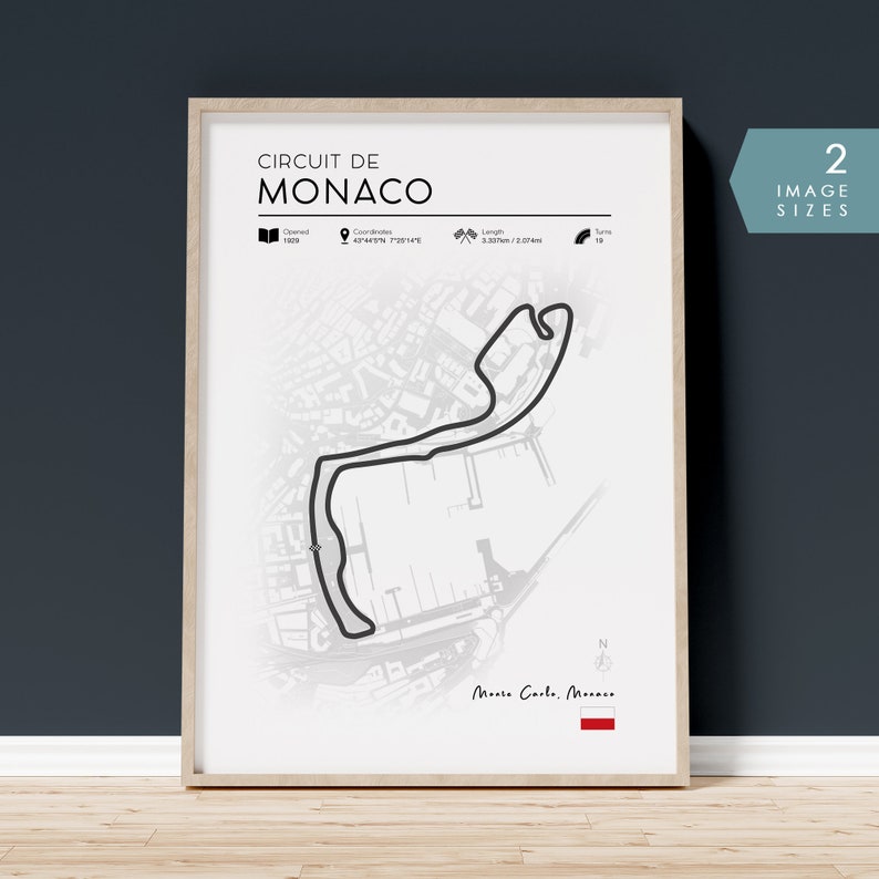 Formula 1 Monaco Circuit Poster, F1 Race Poster, Formula 1 Track Wall ...