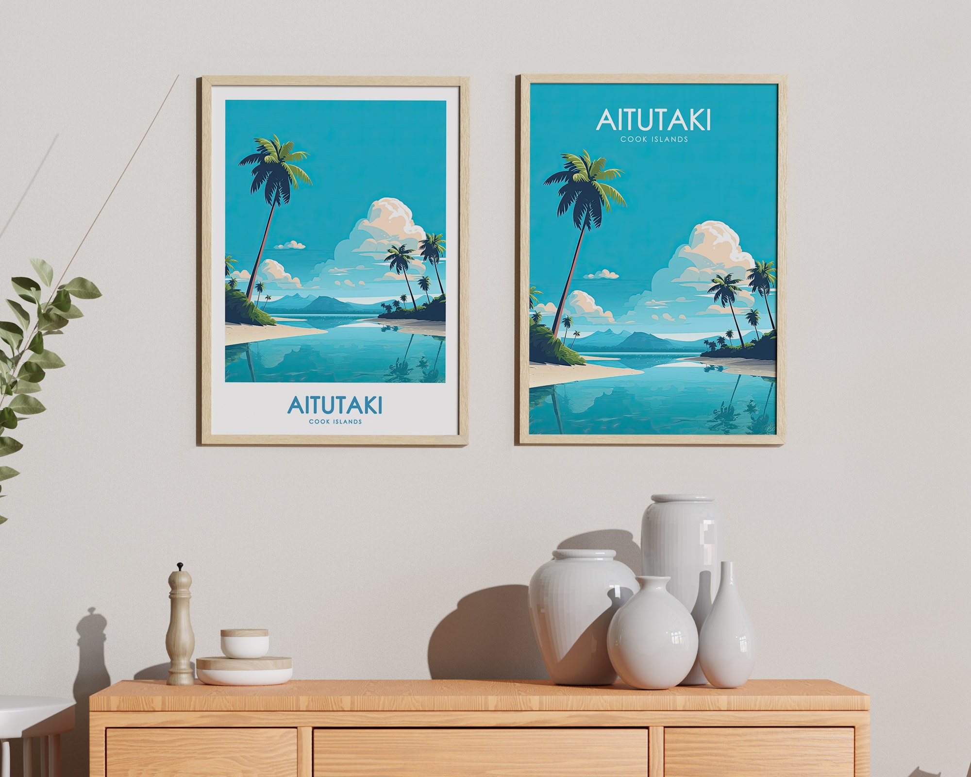 Aitutaki, Cook Islands Travel Poster | Tropical Travel Art, Pacific ...